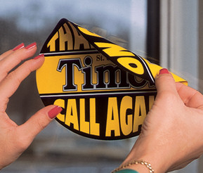 Custom Static Dougle Sided Cling stickers and decals at discount prices.